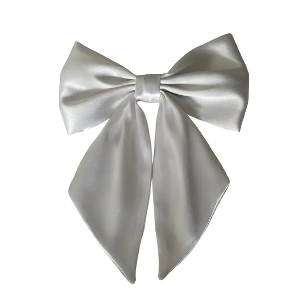 SYLKI Satin Bow Hair Clip - White