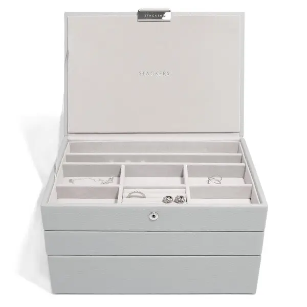 STACKERS Classic Pebble Jewellery Box Set Of Three - Grey