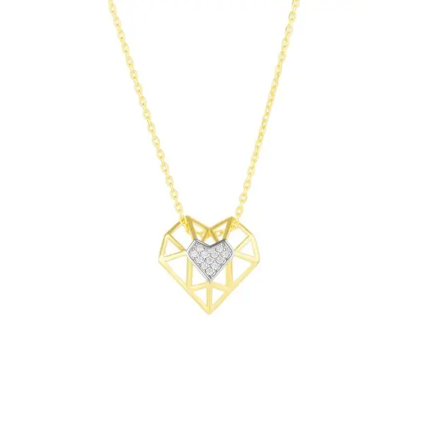 SPERO LONDON Geometric Heart Necklace - Gold