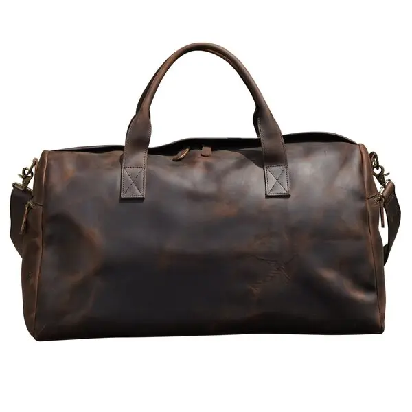 TOURI Leather Duffle Bag - Brown