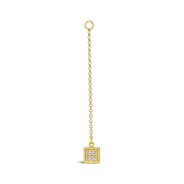 LUTIRO Single Chain Earring With Square Cz Charm