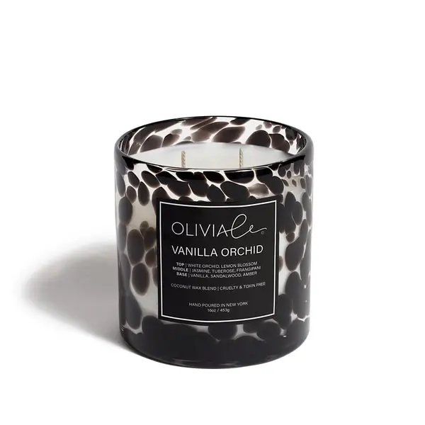 OLIVIA LE Vanilla Orchid Leopard Candle - Black