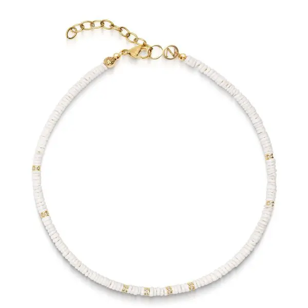 NIALAYA JEWELRY Gold Plated Shell Choker With Zirconia - Gold/white