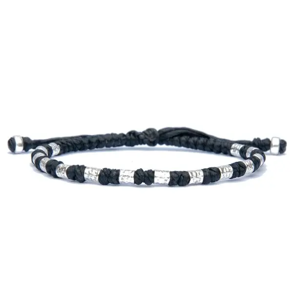 HARBOUR UK BRACELETS Handmade Silver And Vegan Rope Bracelet - Black
