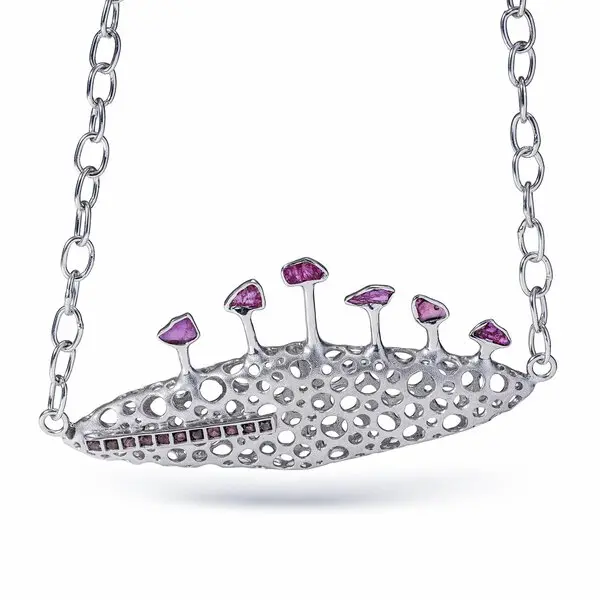 GERMAN KABIRSKI Silver Notos Necklace With Ruby And Garnet - Purple/silver