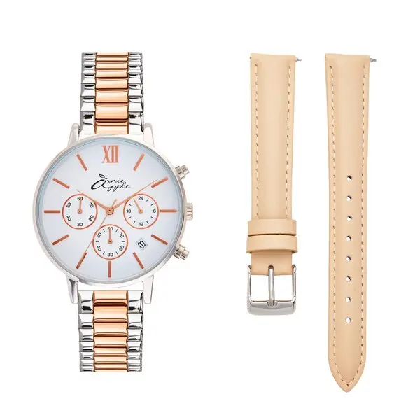 BERMUDA WATCH COMPANY Annie Apple Marseille Multifunctional Interchangeable Watch - Gray/white/yellow