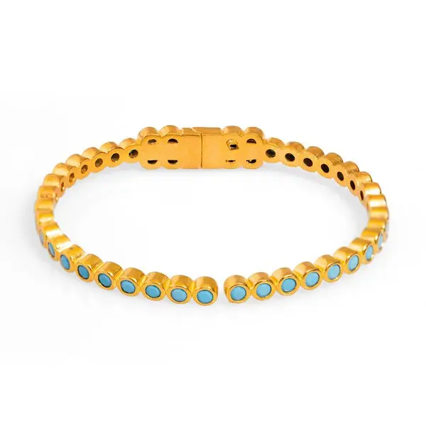 EBRU JEWELRY Gemstone Bangle Bracelet - Gold/blue
