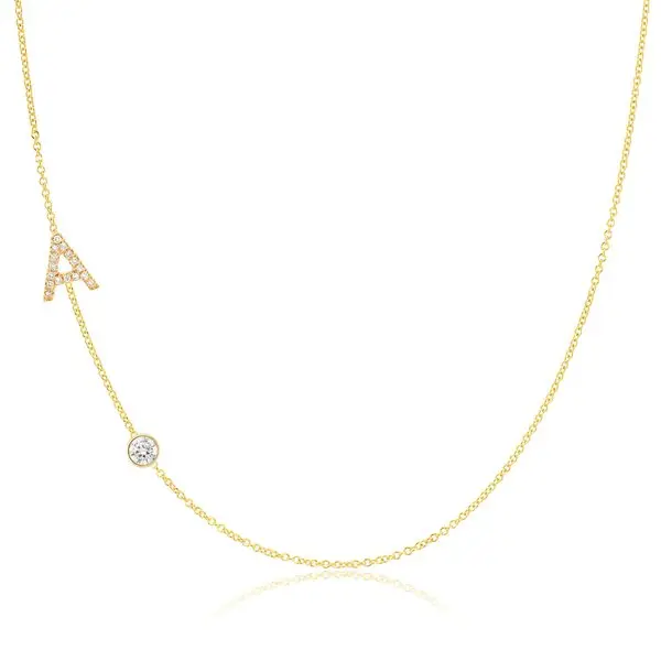 Maya Brenner Designs Monogram Pavé Necklace With Diamond - Gold