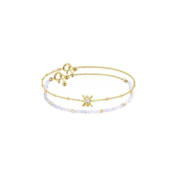 WJY STUDIO LONDON Pisces Zodiac Crystal Bracelet - Gold/purple