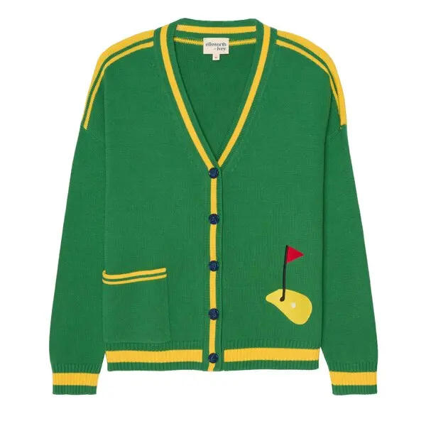ELLSWORTH + IVEY Emily Varsity Golf Cardigan - Green