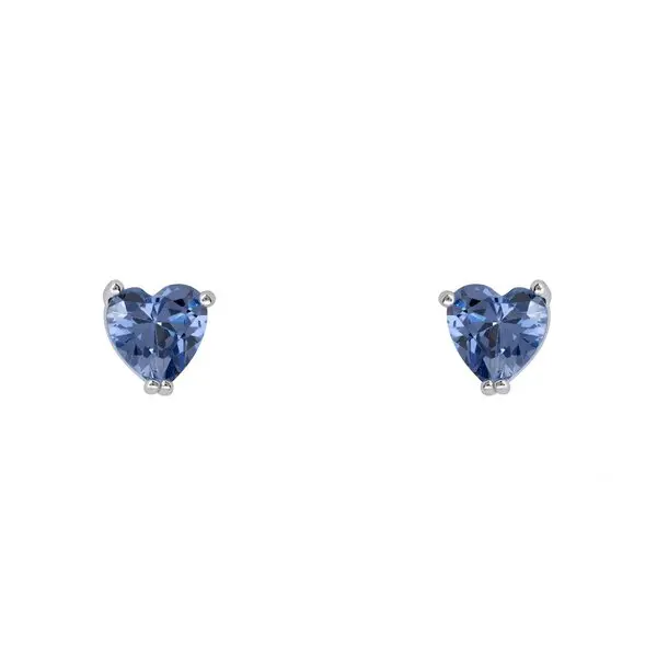 LATELITA Asscher Cut Heart Stud Earrings - Blue/silver