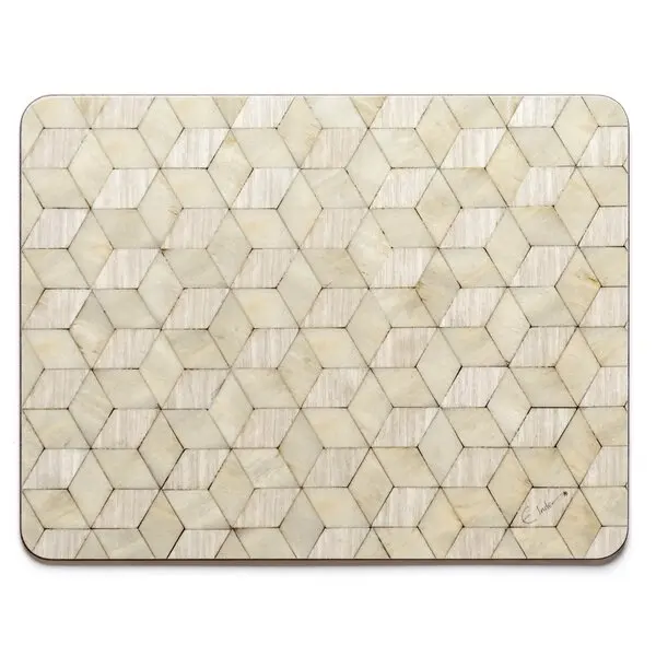 E. INDER DESIGNS Green / Grey Four Placemats Set. Large Rectangle In Scandinavian Style. Neutral Light Green & Grey. Heat Resistant Melamine - Green/grey