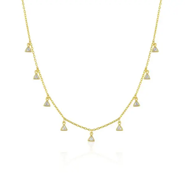 SPERO LONDON Jewelled Triangle Station Necklace - Gold