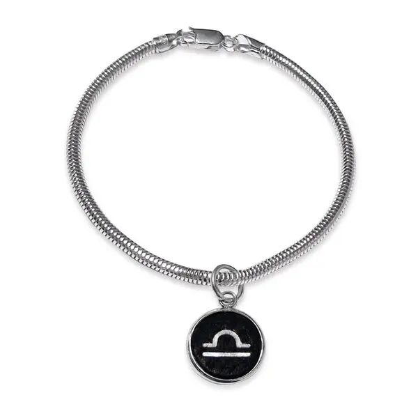 N'DAMUS LONDON Libra Zodiac Astrolab Leather & Sterling Bracelet - Silver