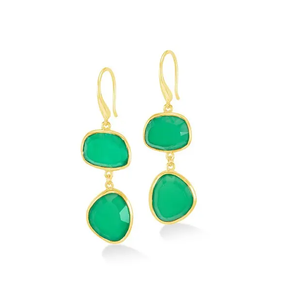 DOWER & HALL Drop Earrings In Gold Vermeil - Gold/green
