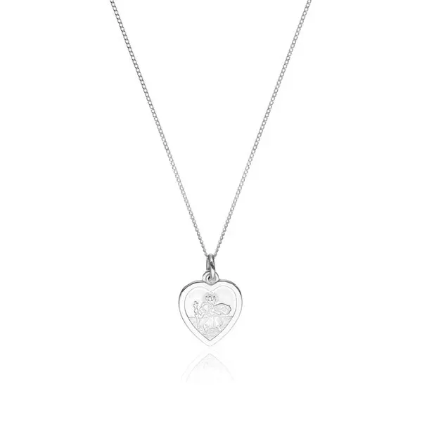LILY & ROO St. Christopher Heart Necklace - Silver