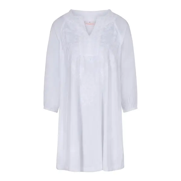 LA MANDARINE Beach Kaftan Embroidered Beach Kaftan. Handmade Beach Coverup - White