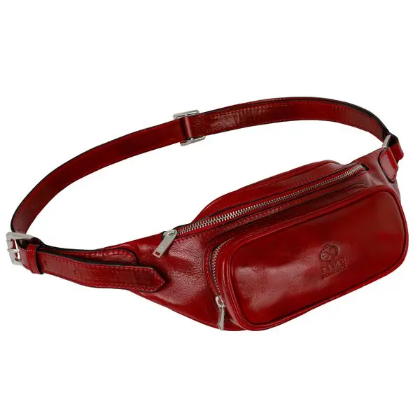 TIME RESISTANCE Leather Belt Bag - Red
