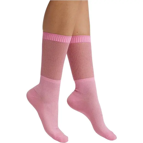 HIGH HEEL JUNGLE BY KATHRYN EISMAN Glitter Dance Crew Socks - Pink