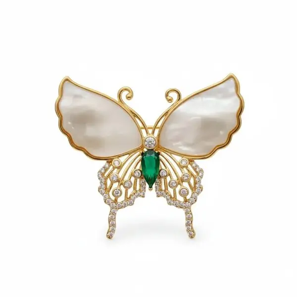 ANGEL BAROCCO Butterfly Brooch With Zircon Stones - Green