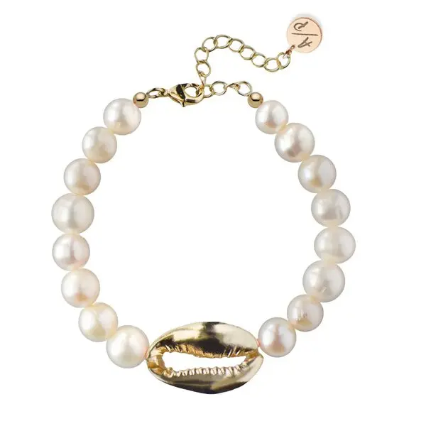 ADRIANA PAPPAS DESIGNS Pearl Bracelet With Shell - White