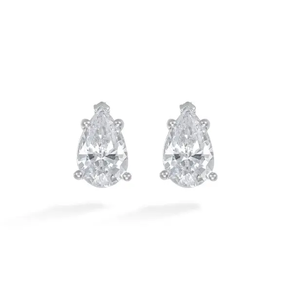 SHABELLA NYC Classic Crystal Tear Drop Earrings - Silver