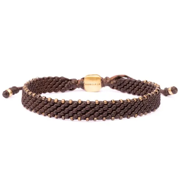HARBOUR UK BRACELETS Handmade Wide Rope & Bronze Bracelet - Brown