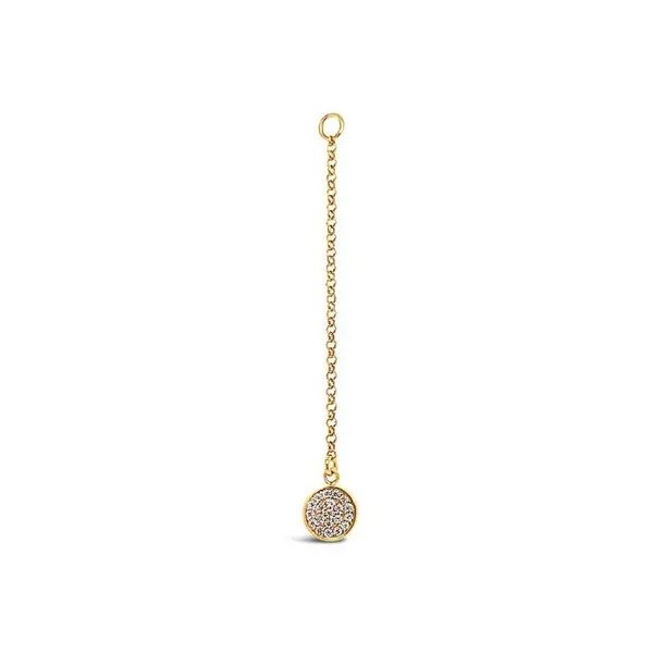 LUTIRO Single Earring Round Cz Charm With Chain