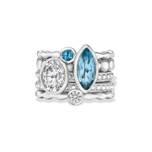 DOWER & HALL Sterling Serenity Twinkle Stacked Rings - Silver