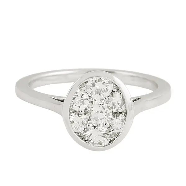 ARTISAN Cluster Diamond Oval Ring In 18k Gold - White