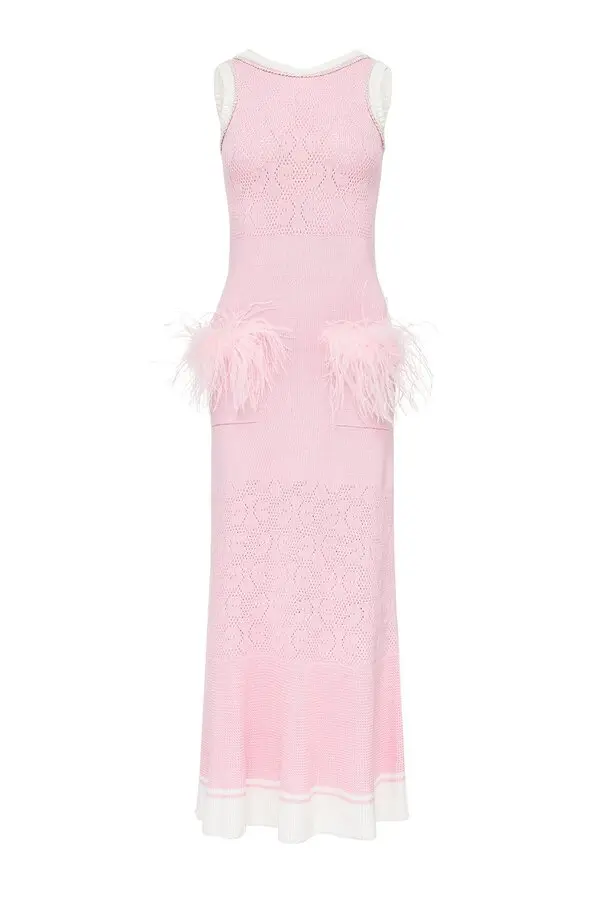 ANDREEVA Lily Knit Dress With Feather Detail