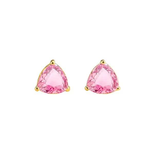 JUVETTI  Pink Sapphire Trillion Stud Earrings - Pink/gold