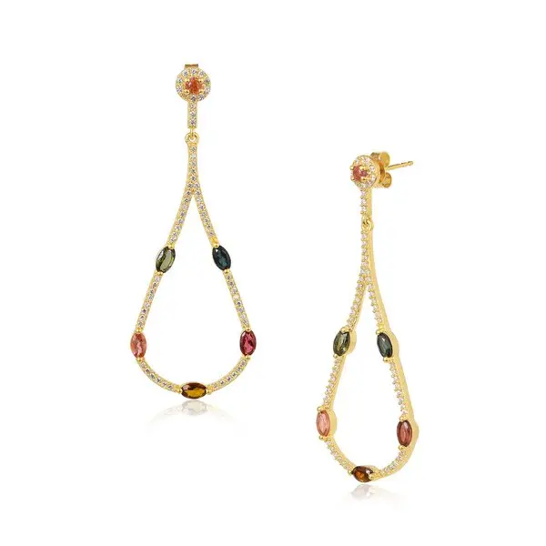MOON LONDON Eve Mixed Tourmaline Drop Earrings - Gold