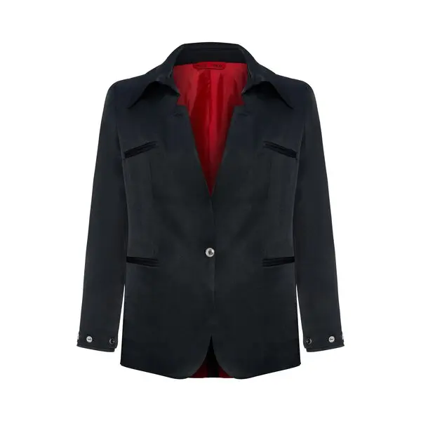 PCFG Linen Blend Tailored Blazer - Black