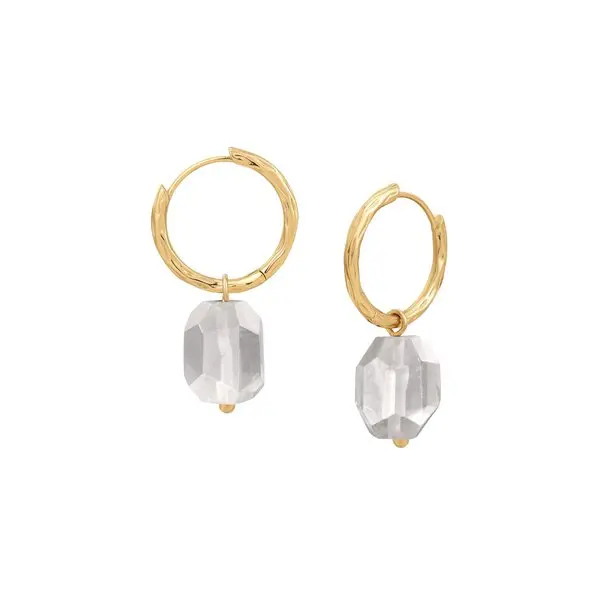RETRO CHIC Crystal Dangle Earrings - White/gold