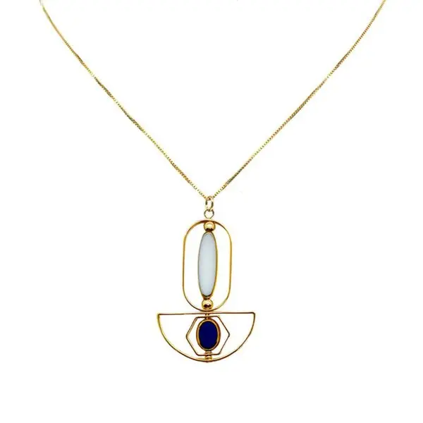 ARACHELI STUDIO Art Deco Chain Necklace - Blue/white