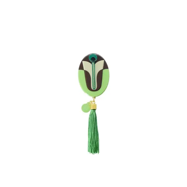 GISSA BICALHO Handmade Acrylic Mirror Bag With Fringe And Chain - Green