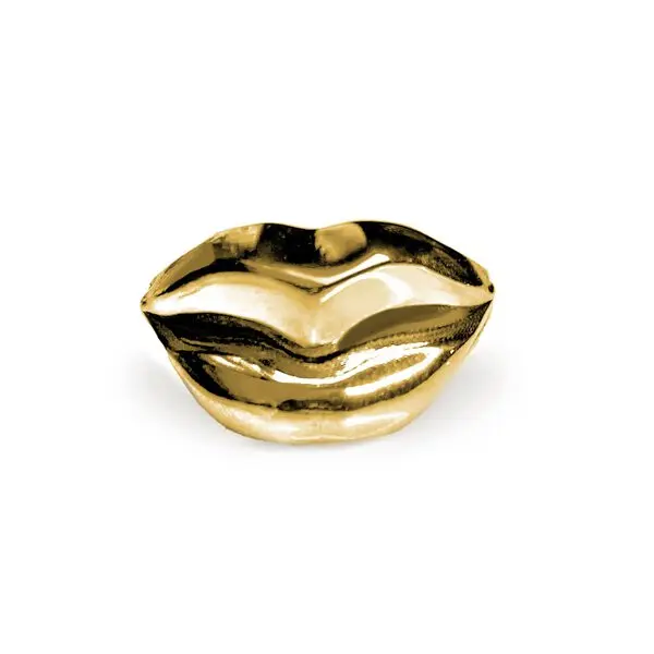 PERRY GARGANO Sculptural Lips Brass Ring - Gold