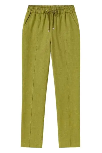 CONQUISTA Linen Drawstring Tapered Pants
