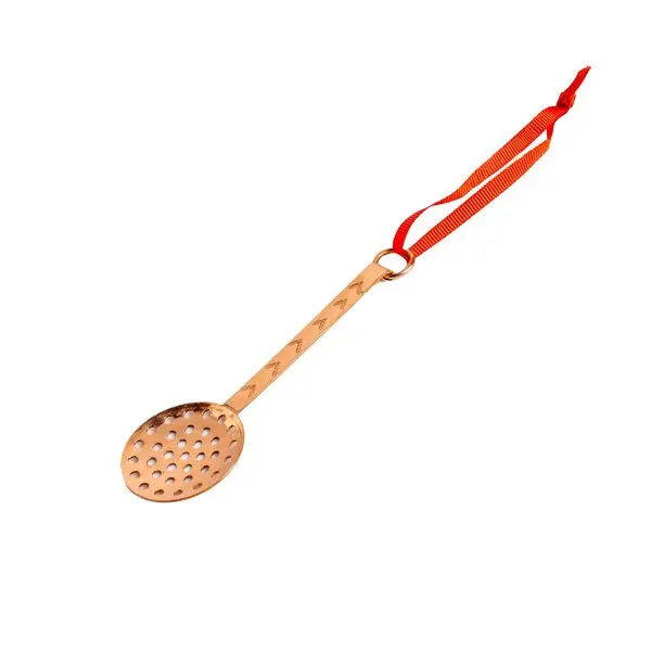 ANATOLIACRAFT Rose Gold / Brown Handmade Pure Copper Miniature Slotted Spoon – Dollhouse Cookware & Christmas Decoration - Rose Gold/brown