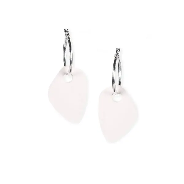 BY CHAVELLI Modern Art Charm Hoop Earrings - White