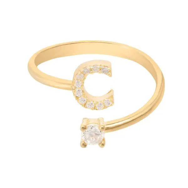 LATELITA Initial Ring With Zirconia - Gold/white