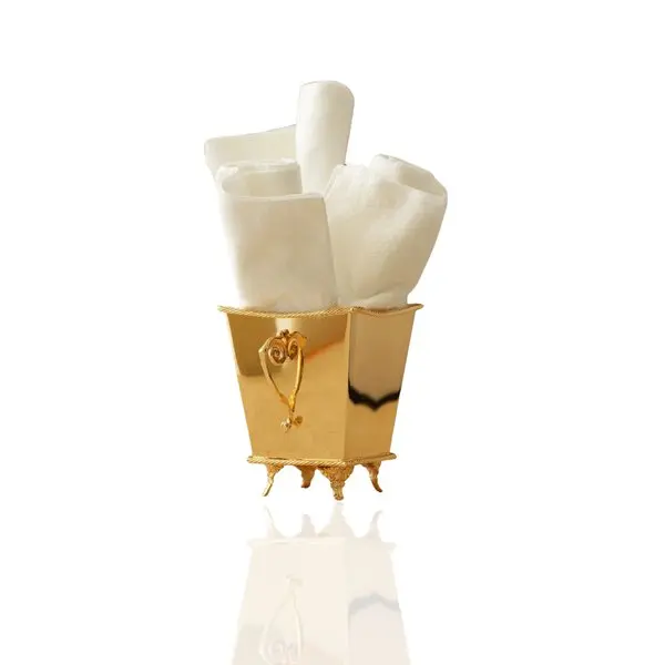 BELS & PEARL Brass Napkin Holder With Ornate Feet - Gold