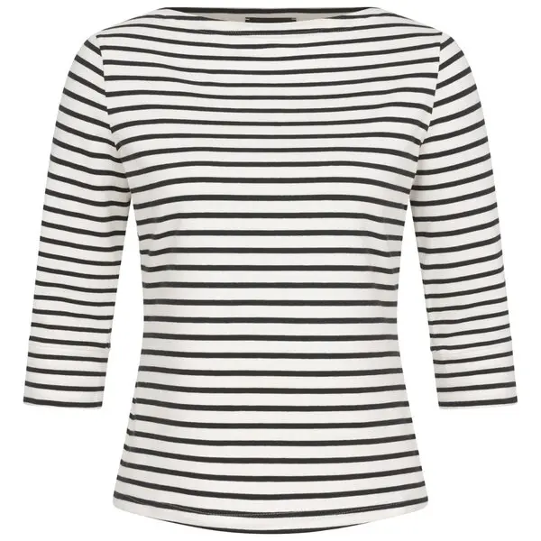 MARIANNA DÉRI Striped Top With Boat Neckline - Black/white