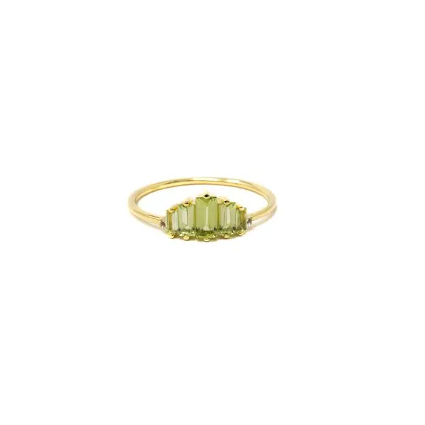 NASI SILVER Aaliyah Peridot And White Topaz Baguette Ring - Green