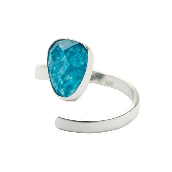 YAA YAA LONDON Gemstone Sterling Silver Adjustable Ring - Blue/silver