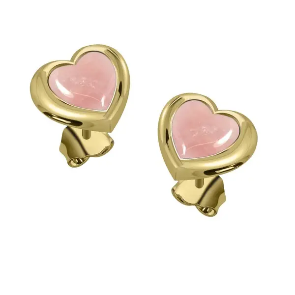 LUNAYA JEWELRY Rose Quartz Heart Stud Earrings - Pink