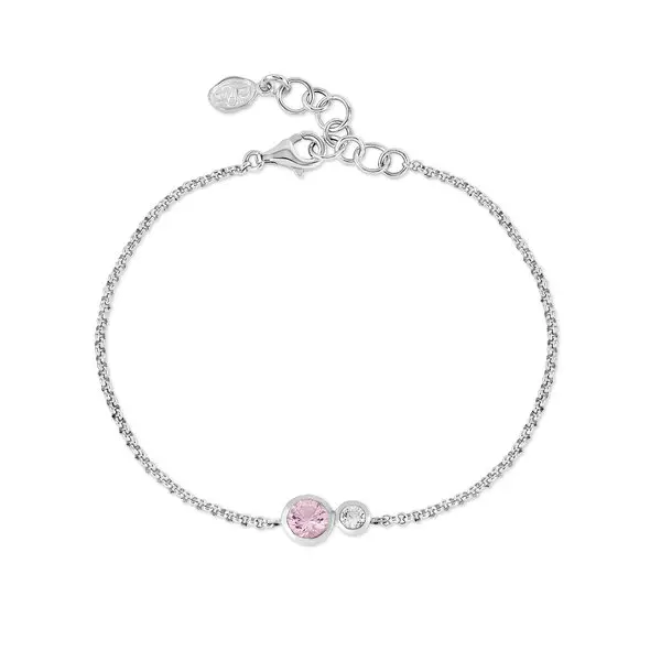 DOWER & HALL Silver Chain Bracelet With Gemstones - Silver/pink