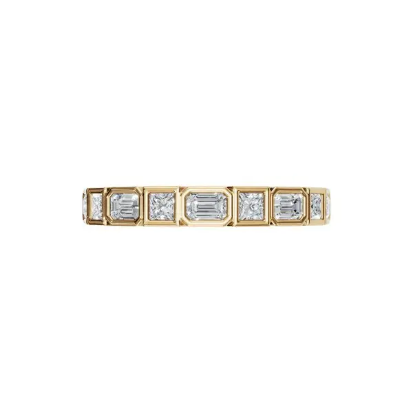 AYA FINE JEWELRY Eighteen Kt Gold Emerald Steps Diamond Band - Yellow
