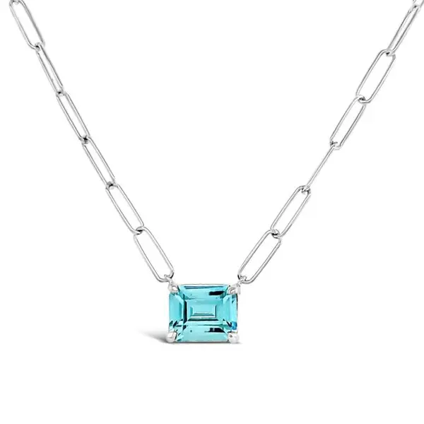 LUTIRO Paperclip Chain Necklace With Topaz Pendant